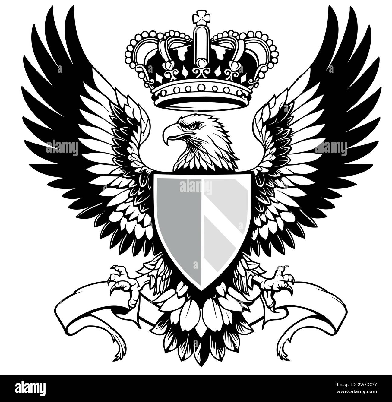 Drawing of Heraldic Eagle with Spread Wings Stock Vector Image & Art - Alamy