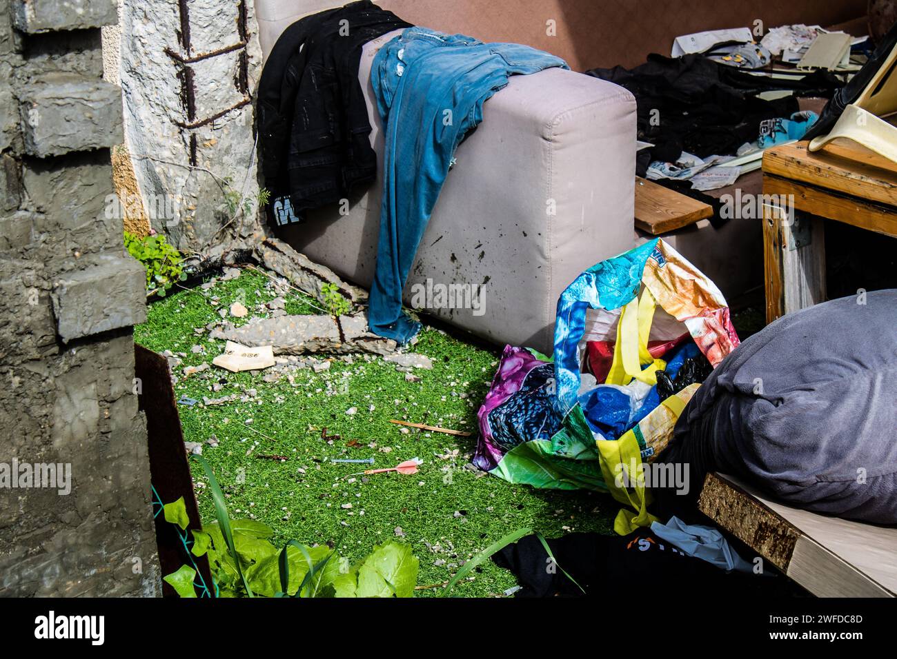 Kfar Aza kibbutz, Israël - January 29, 2024 Aftermath of the attack on ...