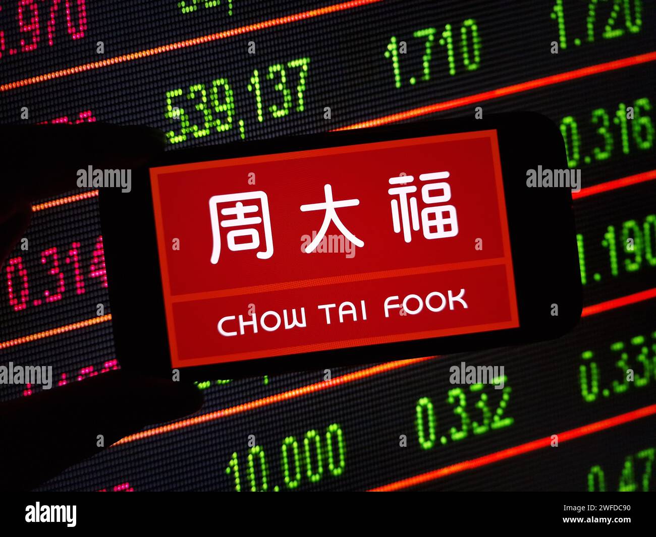 Konskie, Poland - January 27, 2024: Chow Tai Fook company logo ... Konskie, Poland - January 27, 2024: Chow Tai Fook company logo ...