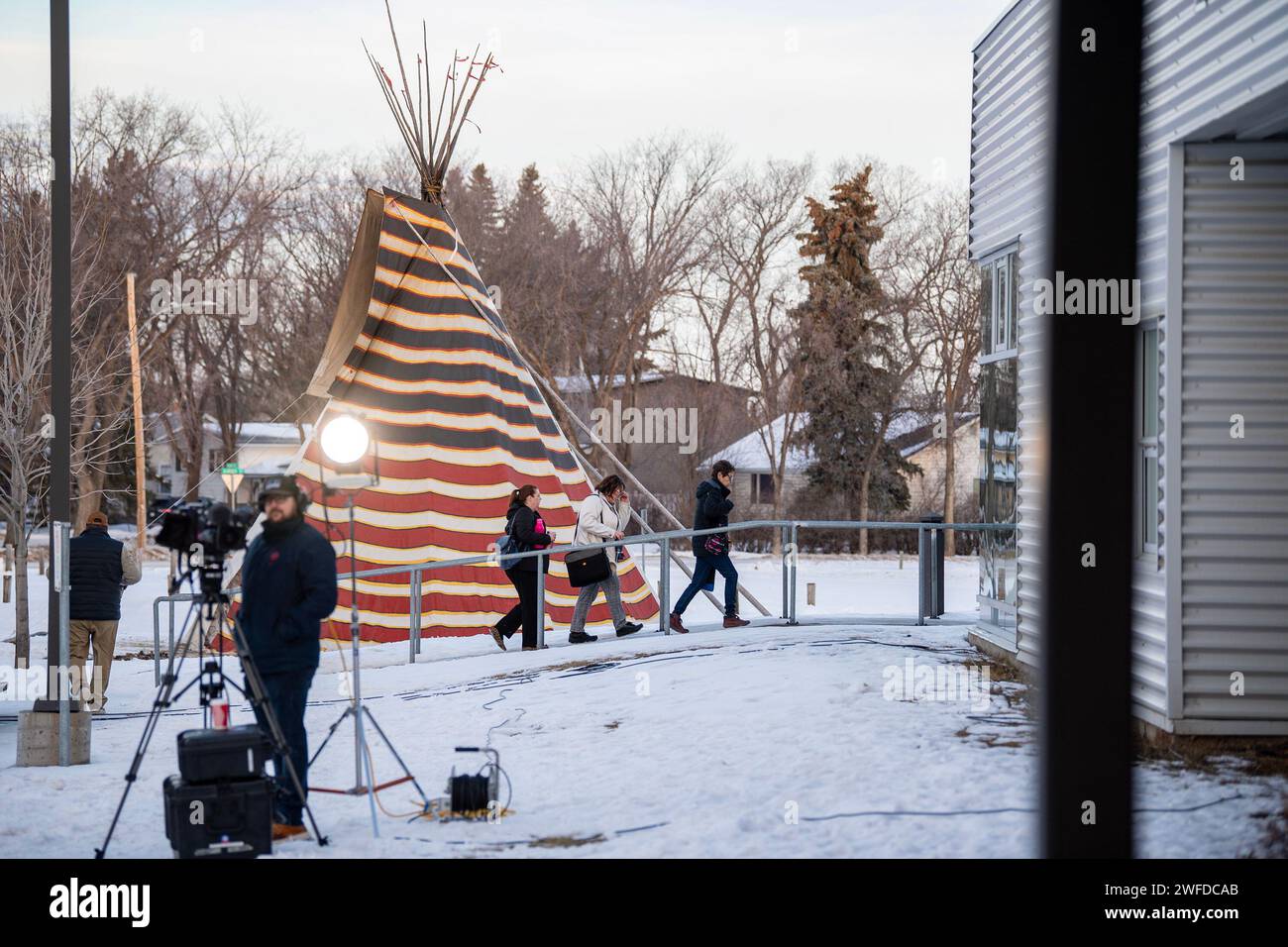 Melfort, Can. 30th Jan, 2024. People enter the public coroner's inquest ...