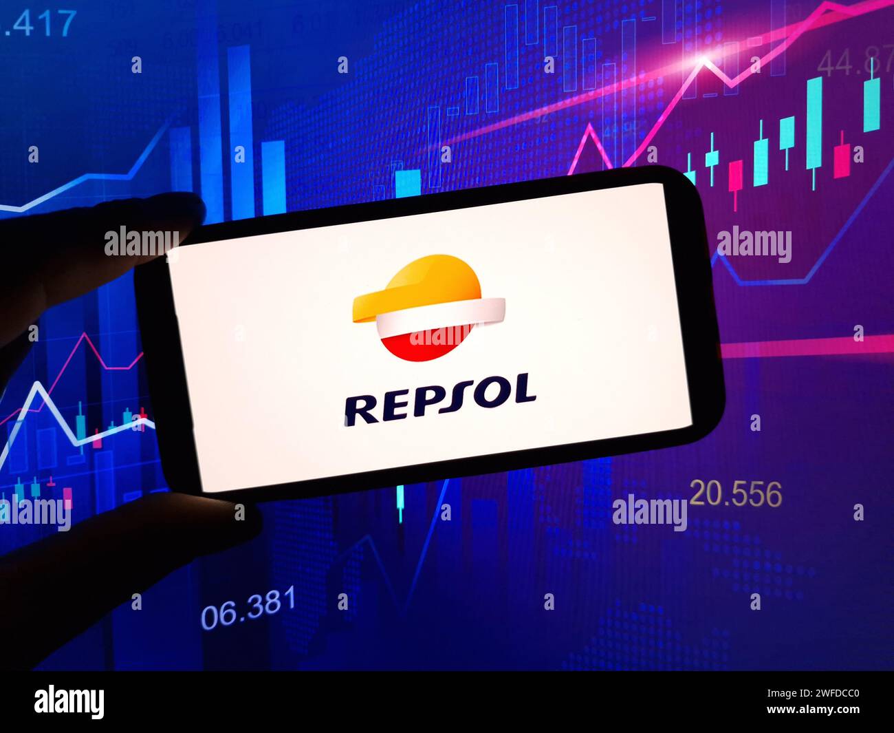 Konskie, Poland - January 27, 2024: Repsol company logo displayed on ...
