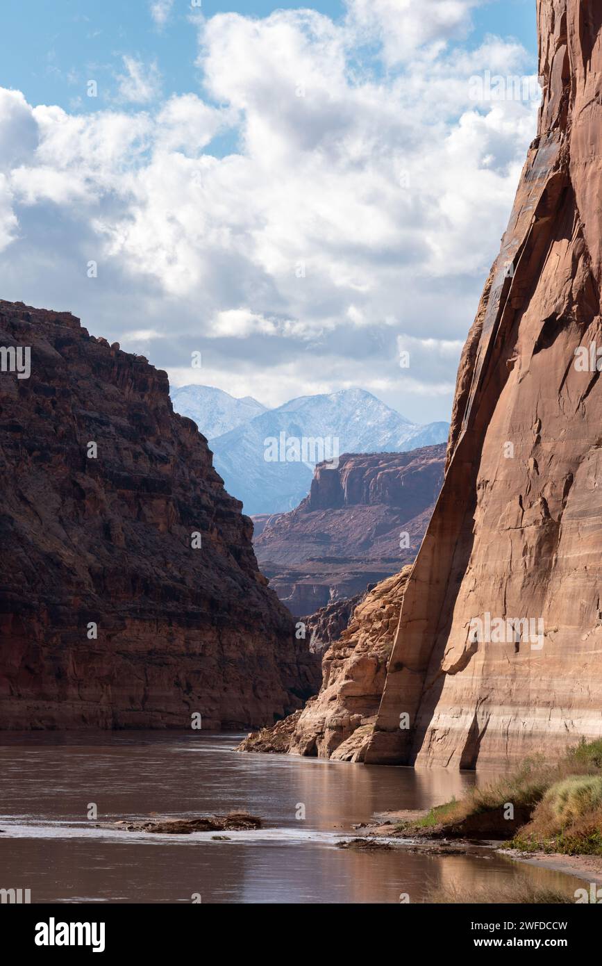 Colorado River in Cataract Canyon with the Henry Mountains in the ...