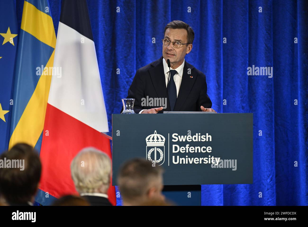 STOCKHOLM, SWEDEN 20240130Swedish Prime Minister Ulf Kristersson gives a speech on security ...