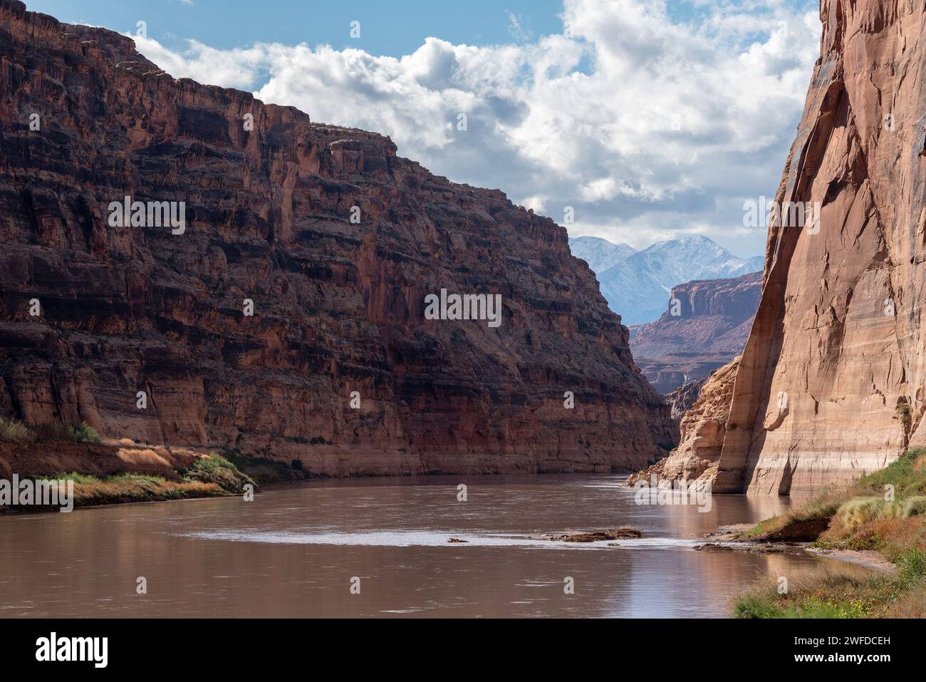 Colorado River in Cataract Canyon with the Henry Mountains in the ...