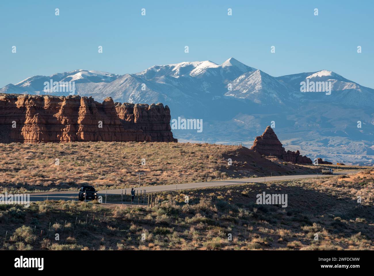 Tourist at viewpoint along Utah Highway 24 in Southern Utah Stock Photo ...