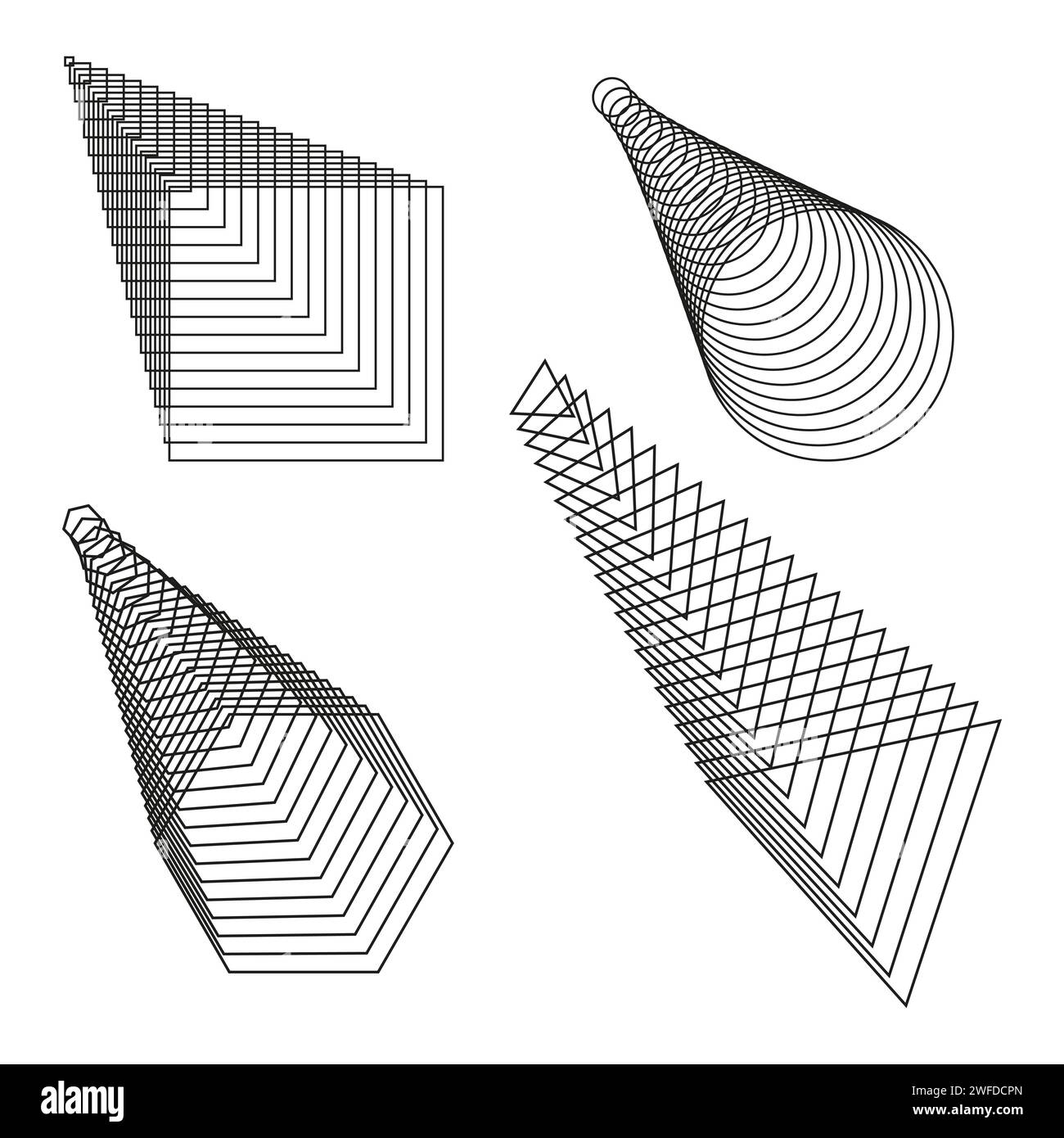 shapes lines volume. Sketch drawing. Geometric shape. Vector ...