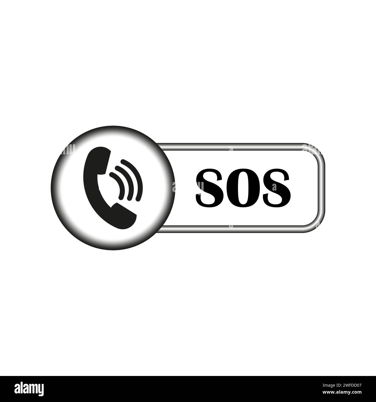 Icon with black sos icon on white background. Emergency symbol. Vector ...