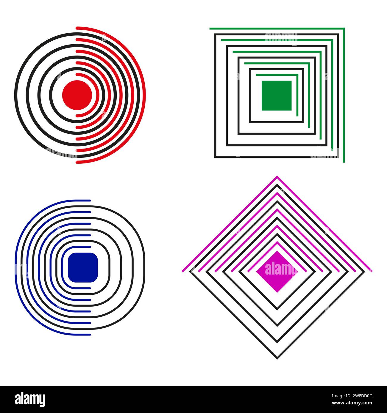 Linear geometric shapes radial for decorative design. Dynamic frame ...