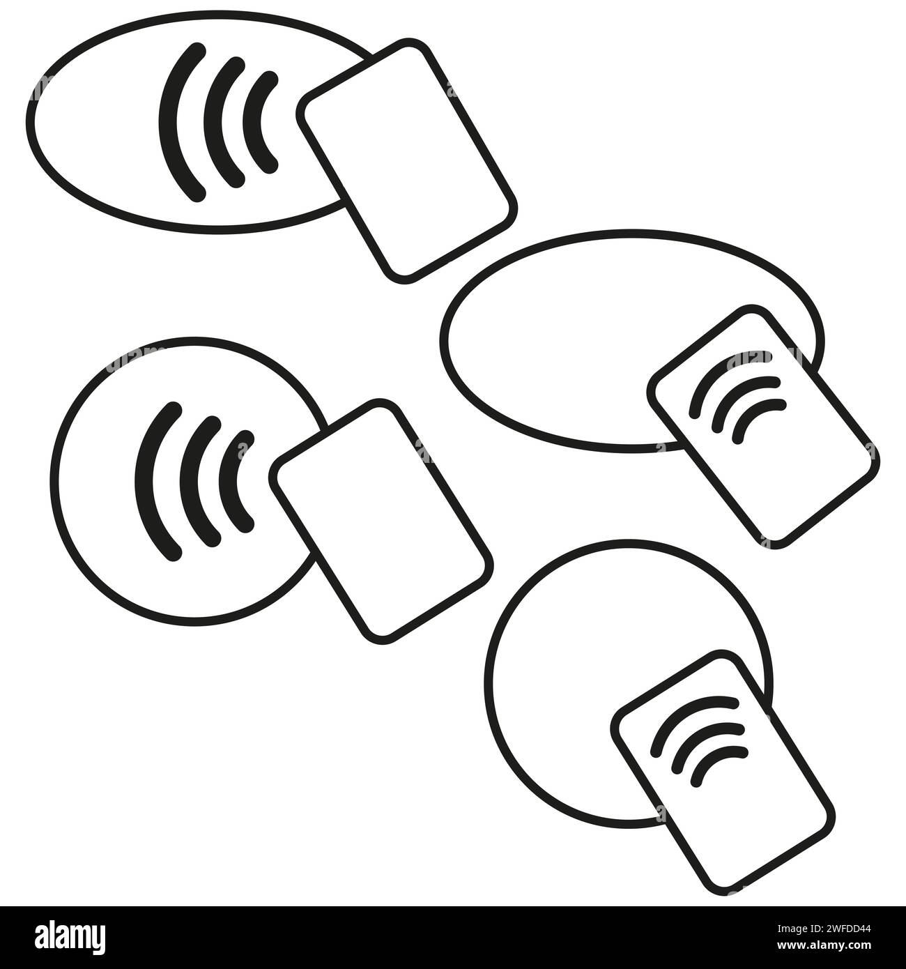 Contactless wireless pay sign. NFC technology set. Vector illustration ...