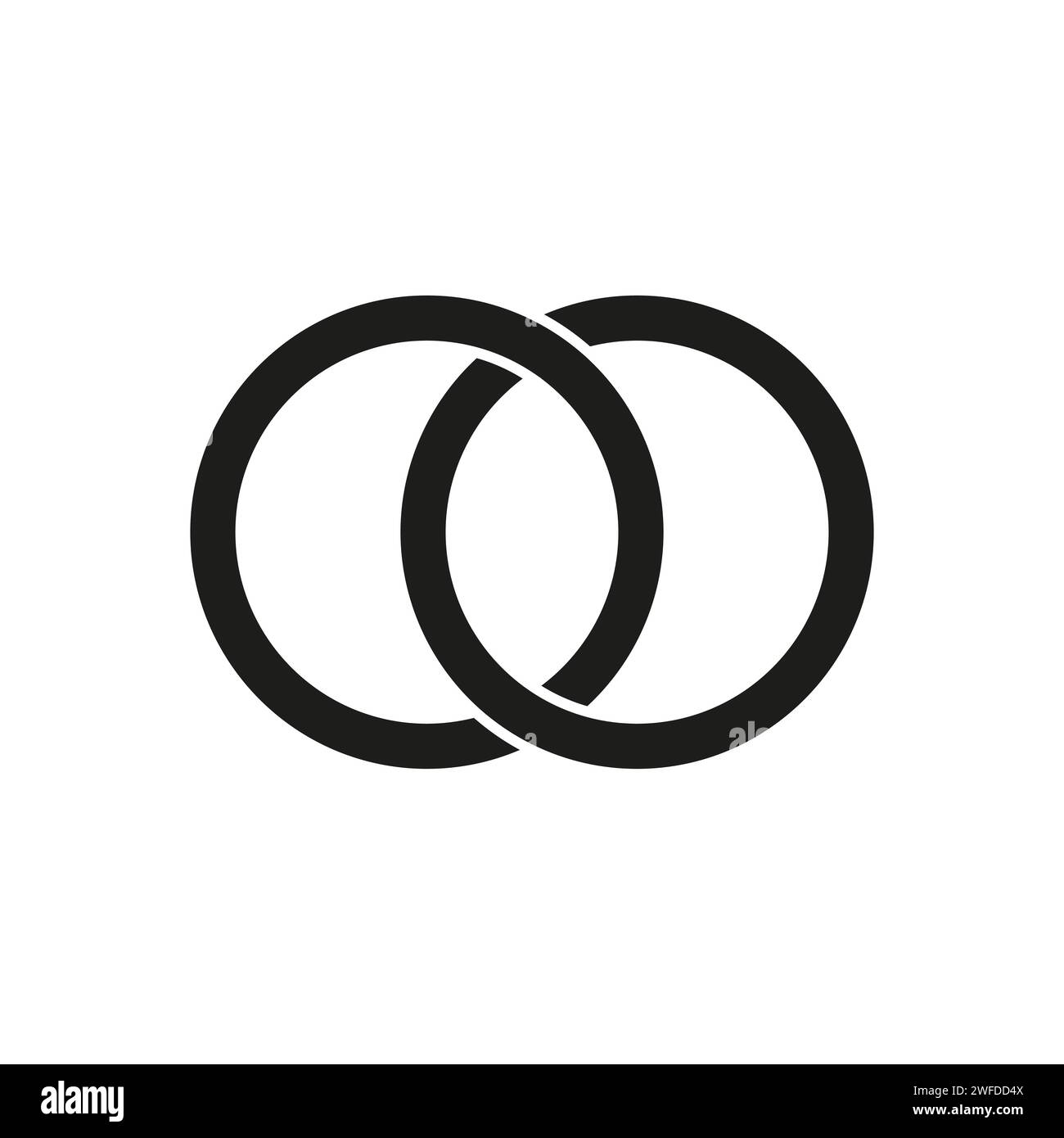 Interlocking Circles Rings Contour Circles Rings Concept Icon Vector Illustration Stock