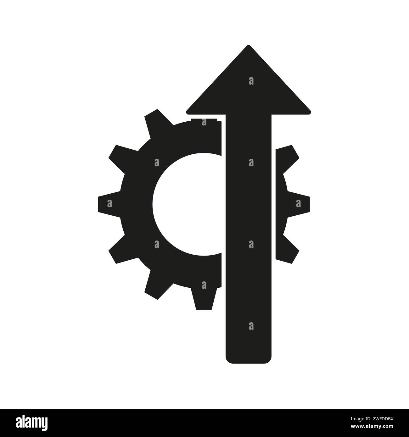 system upgrade icon, gear with arrow, update process, install software, thin line symbol on ...