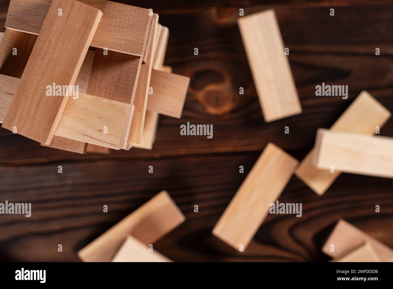 Wood blocks stack game with copy space, background. Concept of ...