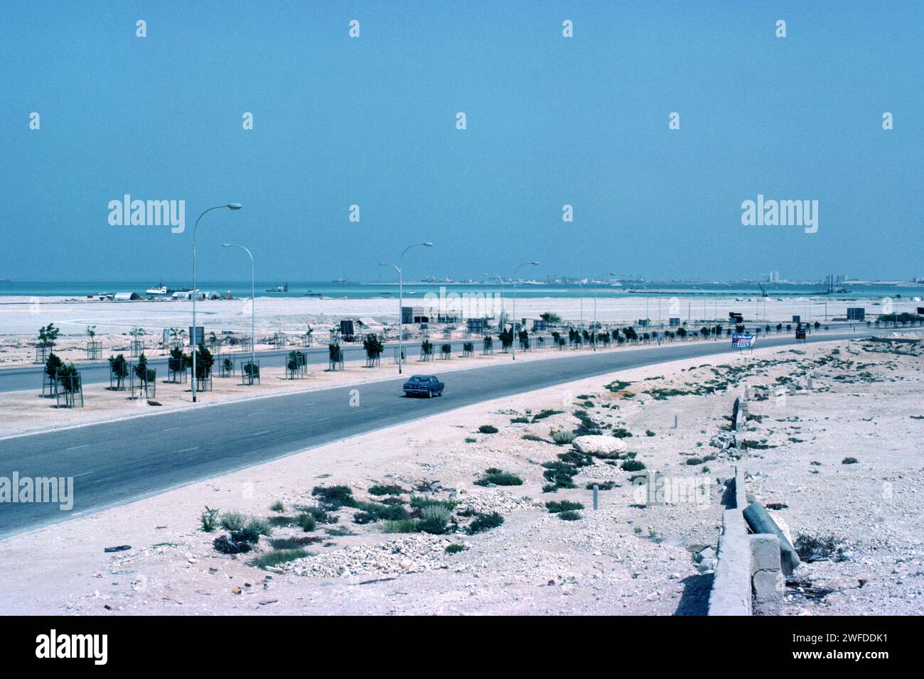 Doha Qatar 1977 – archival image of West Bay, an open stretch of desert ...