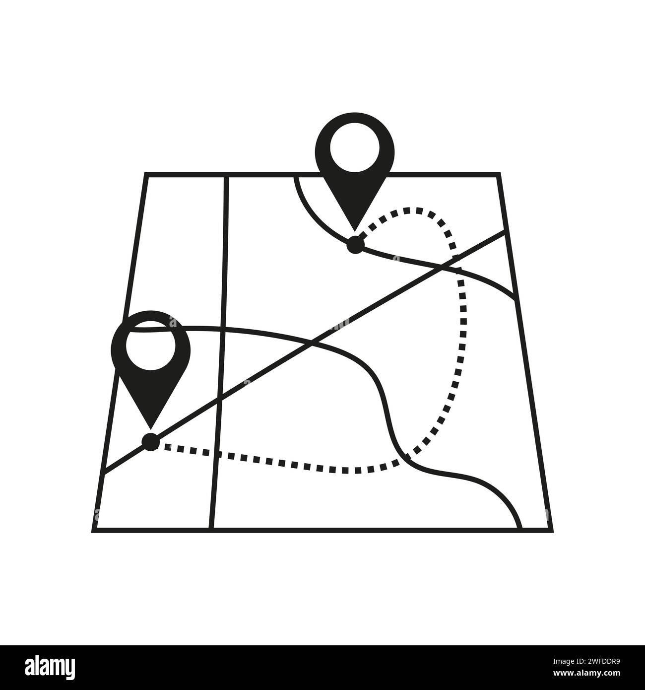 Location pins on a map graphic Cut Out Stock Images & Pictures - Alamy