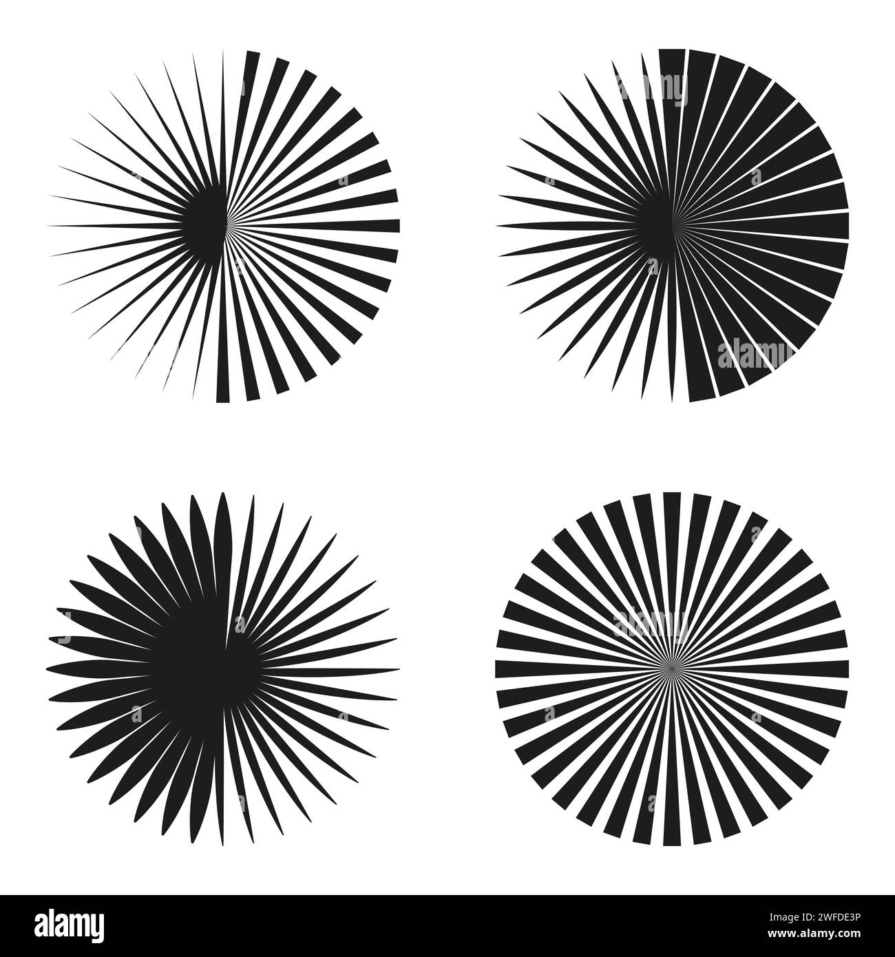 Radial, radiating lines, stripes abstract circular element. Rays, beams ...