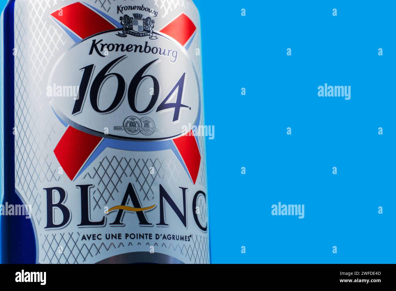 Dnipro, Ukraine, oct 13, 2023:: Blanc logo on beer cans. 1664 Blanc is ...