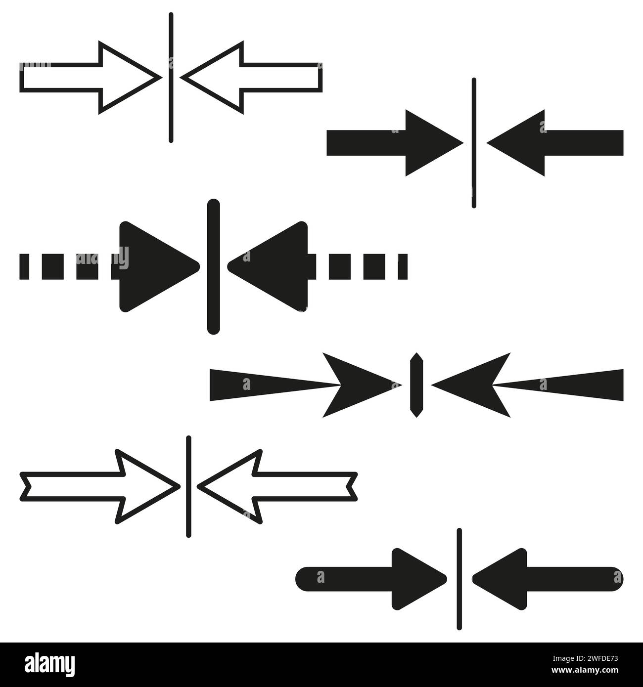 arrow meeting icon, compound, pointer connection line, synchronize ...