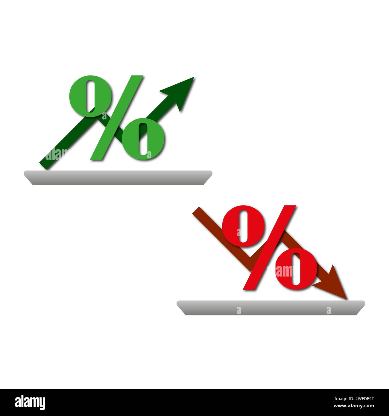 Icon with percentages red green arrows. Inflation line icon. Trade ...