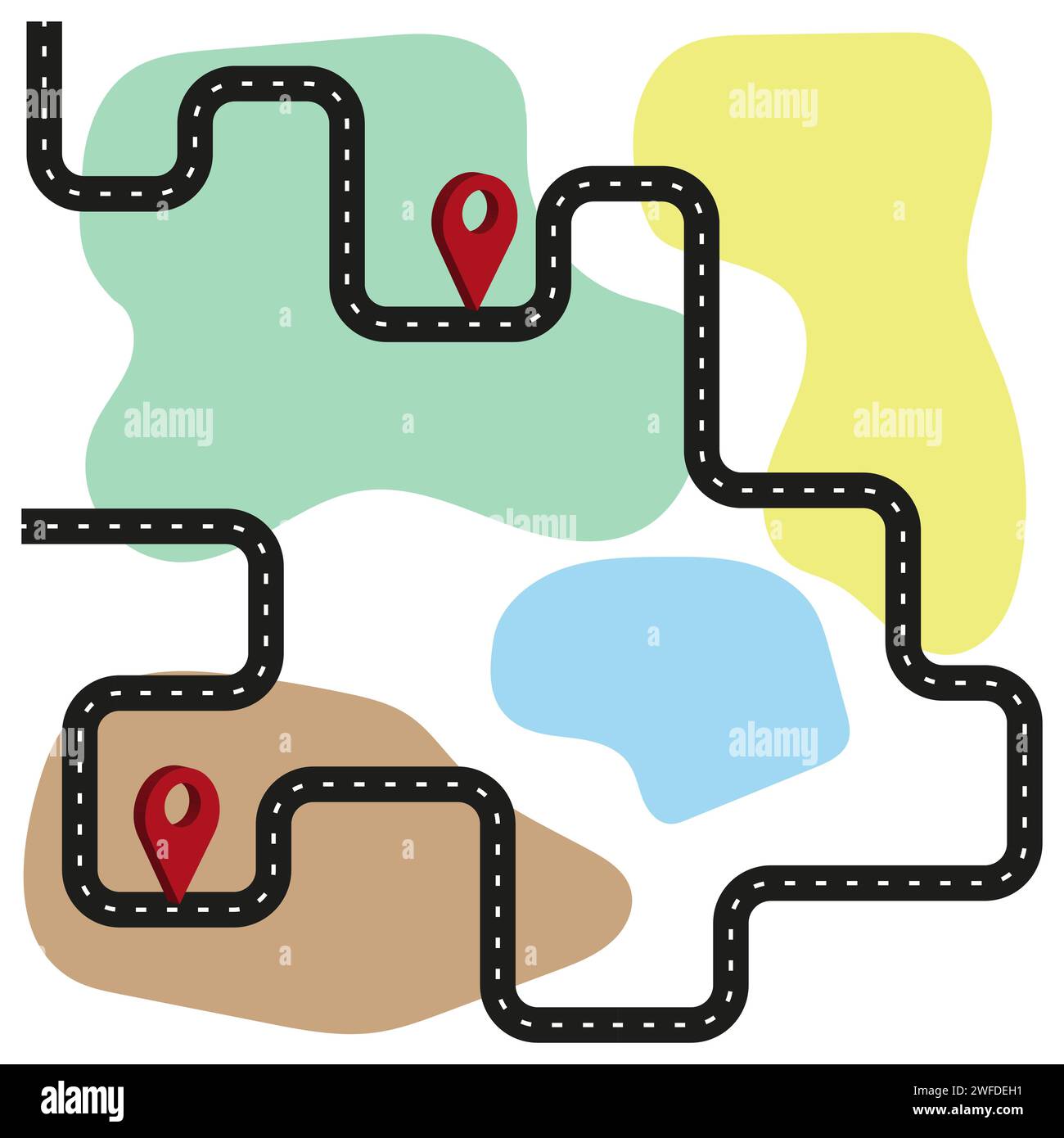 Road map and journey route infographics template. Winding road timeline ...