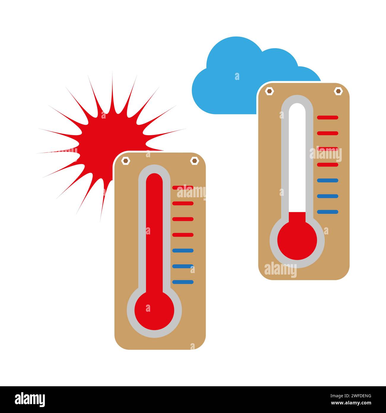 Cartoon thermometers sign. Cartoon thermometers. Different weather ...