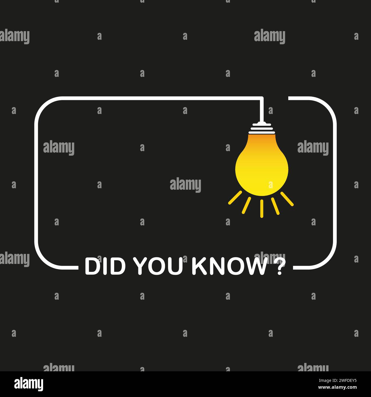 Text frame did you know. Did you know with hanging bulb. Vector ...