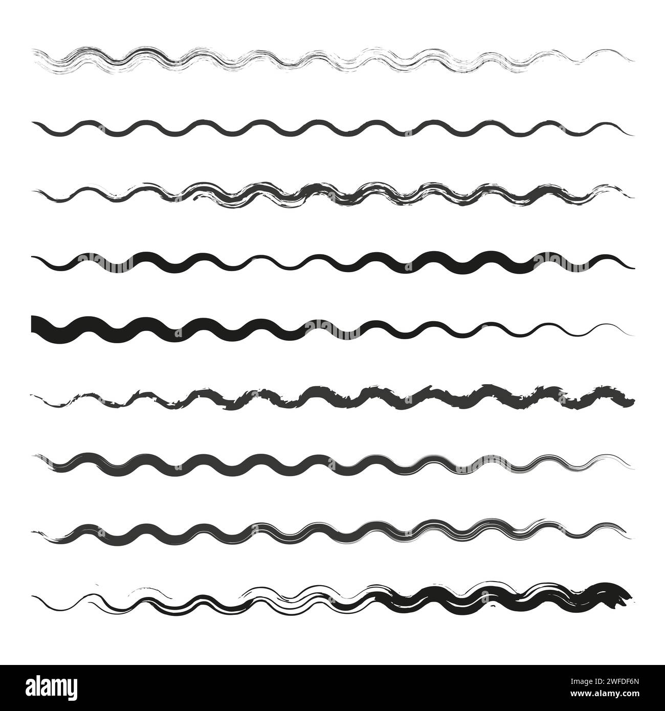 Hand drawn waves. Wavy brush strokes. Vector illustration. EPS 10 ...