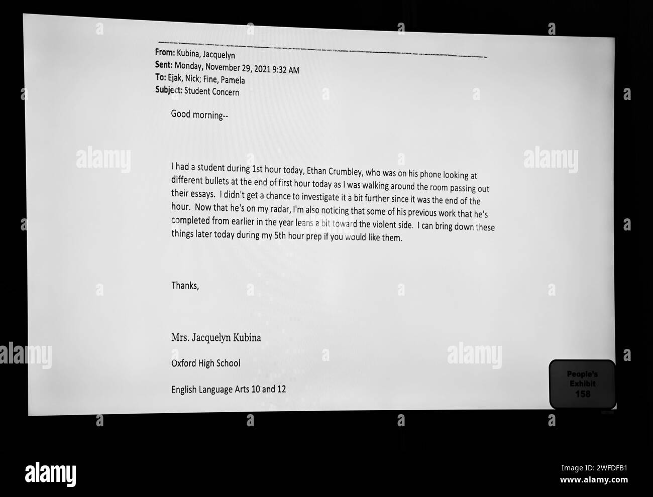 The letter that Nick Ejak, who was in charge of discipline at Oxford ...