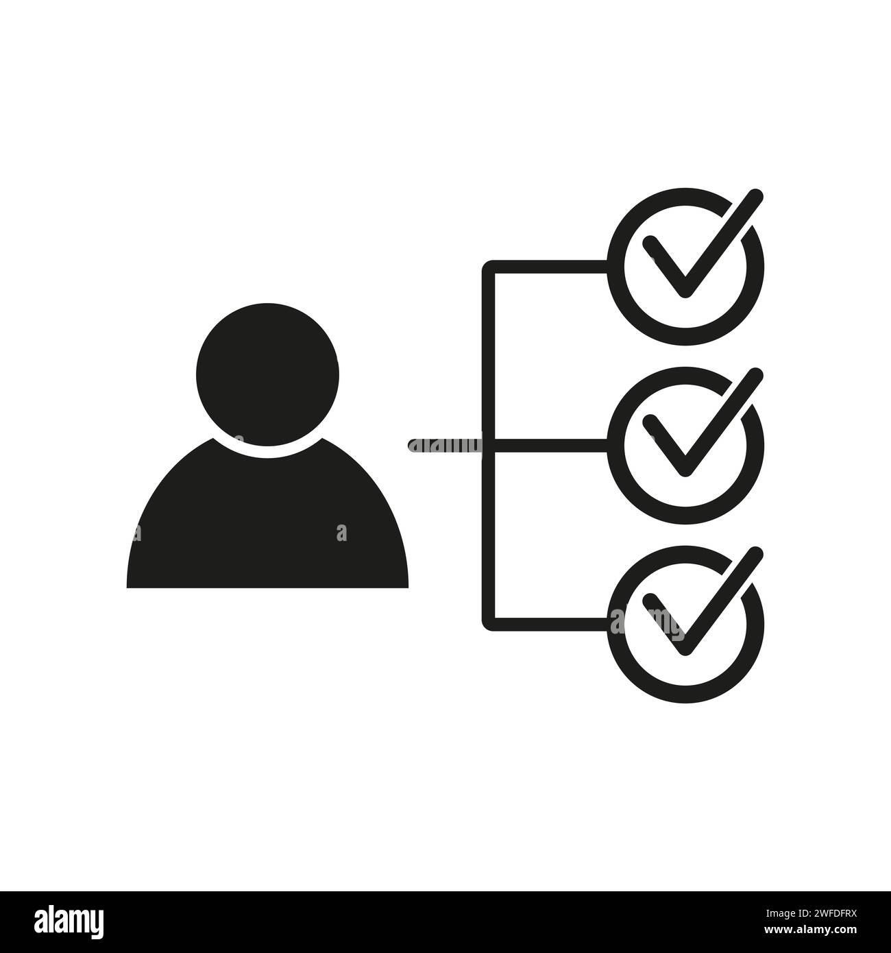 Checklist with man silhouette icon. Candidate approved symbol. Vector ...