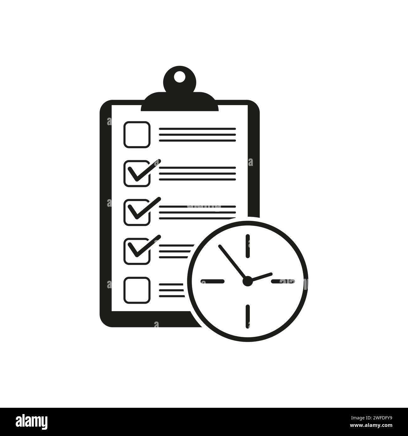 Checklist for time, icon. Order form vector illustration. Clipboard and ...