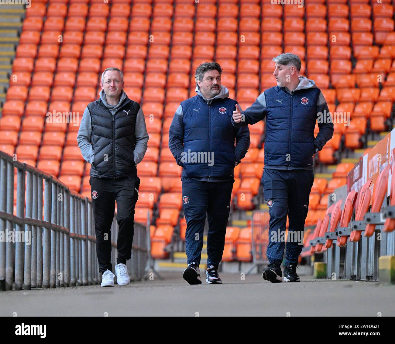 Neil Critchley Head Coach of Blackpool arrives ahead of the match with ...