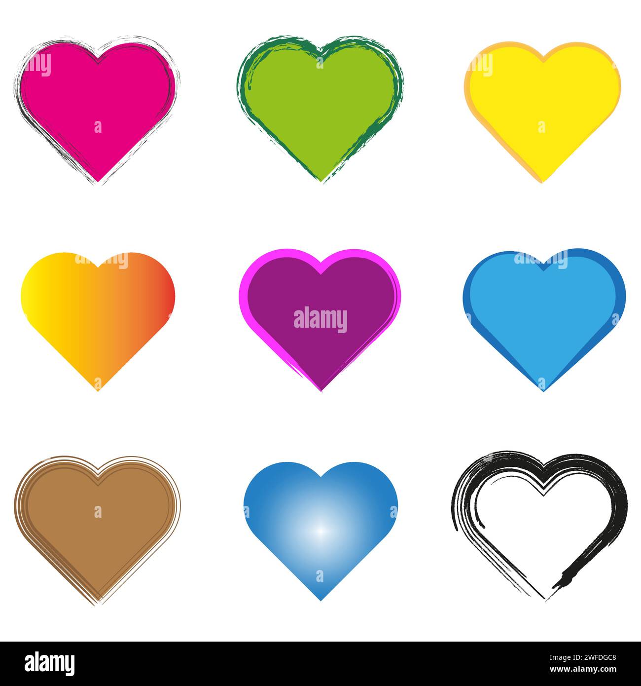 Heart color set icons. Vector illustration. EPS 10. Stock image Stock ...