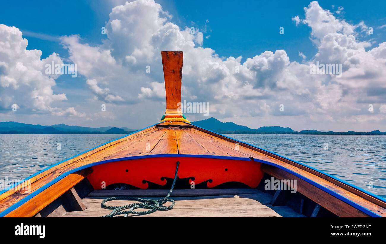 Ship Nose Front View Long tail boat at Thailand. A traditional long ...