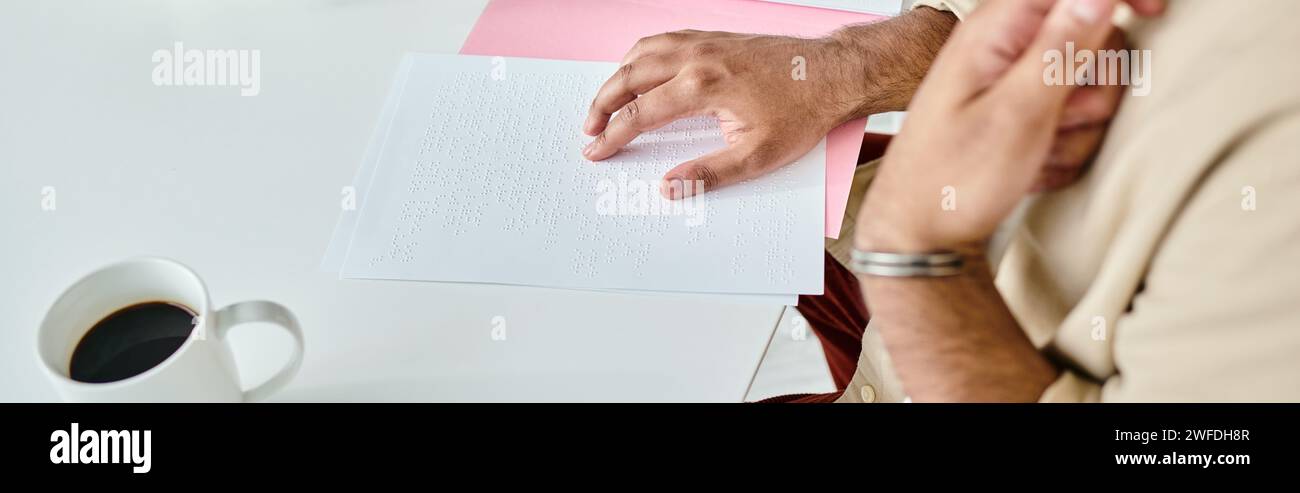 cropped view of indian blind man in everyday attire with walking stick ...