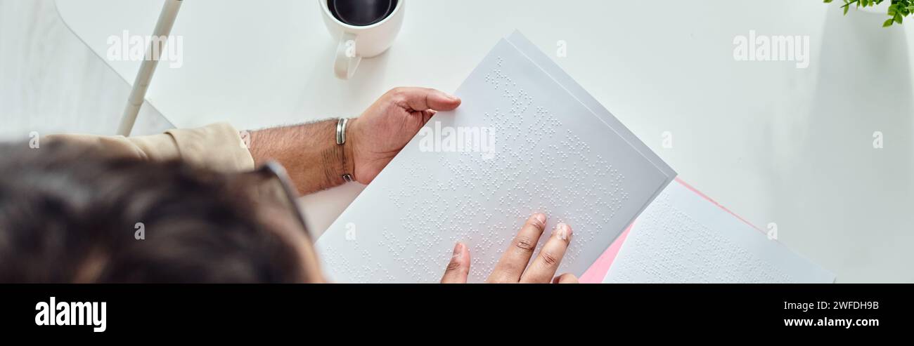 cropped view of indian blind man in cozy attire with walking stick ...