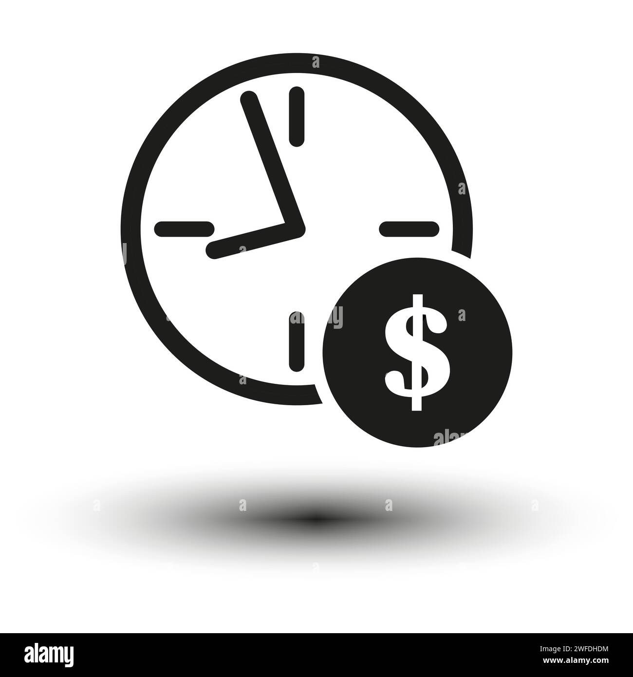 Time is money icon. Clock and dollar line symbol. Vector illustration ...