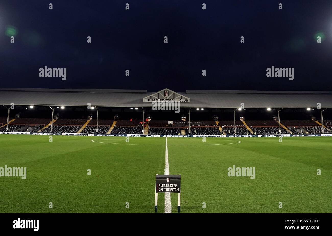 A general view inside the ground with a please keep off the pitch sign ...