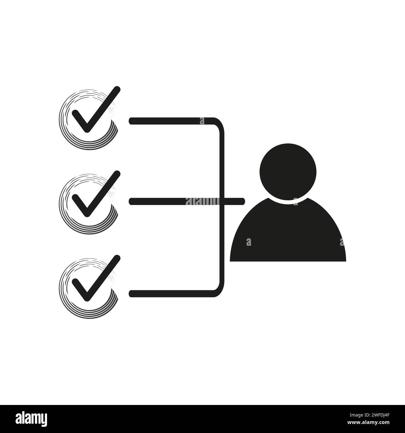 Checklist with man silhouette icon, candidate approved symbol. Vector ...