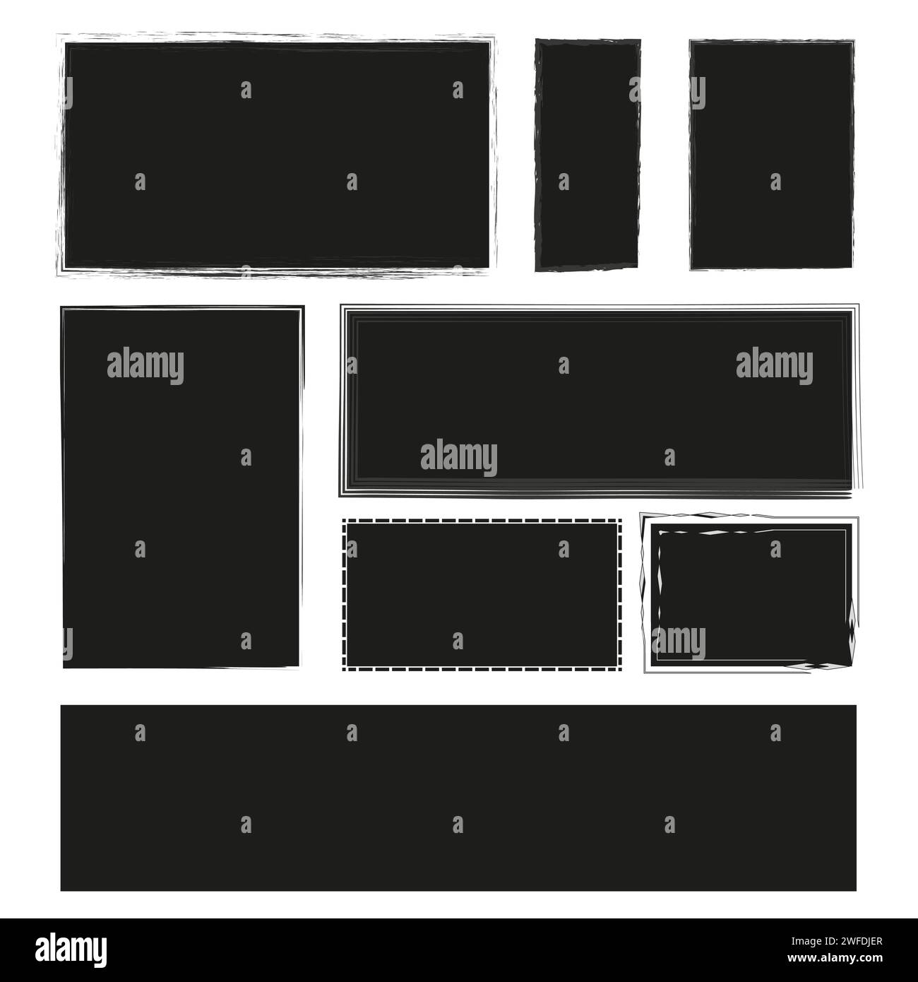 Grunge style set of square and rectangle shapes. Vector illustration ...