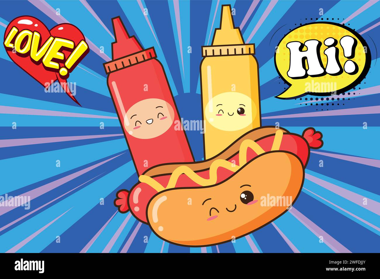 fast food pop art style hotdog cartoon Stock Vector Image & Art - Alamy
