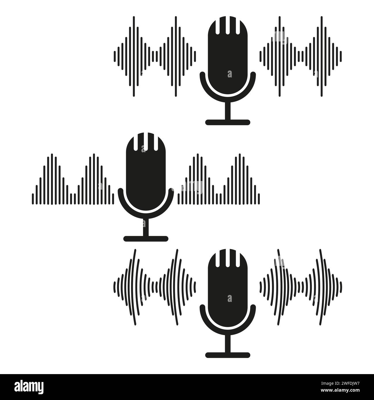 Sound wave icon. Music symbol. Microphone sound wave. Vector ...