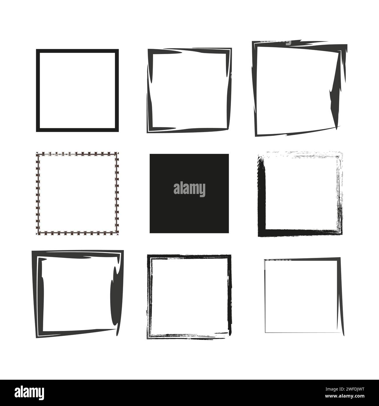 Set of frames in grunge style. Dirty borders collection. Vector ...