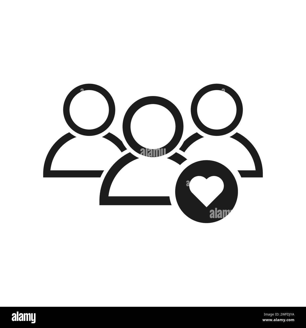User group icon with heart shape. Teamwork with love icon. Management ...