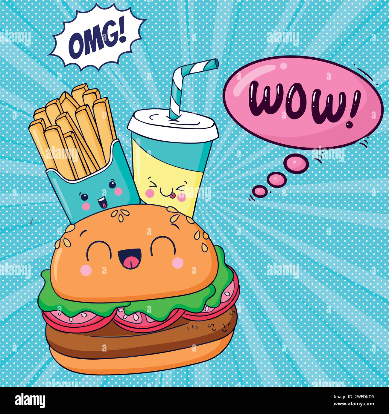 fast food pop art style hotdog cartoon Stock Vector Image & Art - Alamy