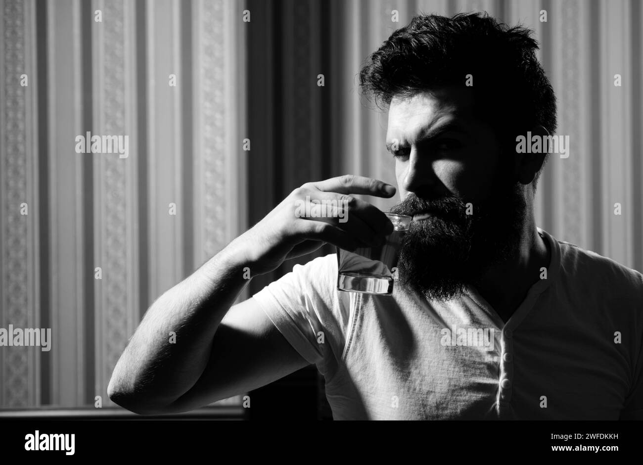 Man alcohol abuse. Hangover depressed man after hard drinking. Bad ...