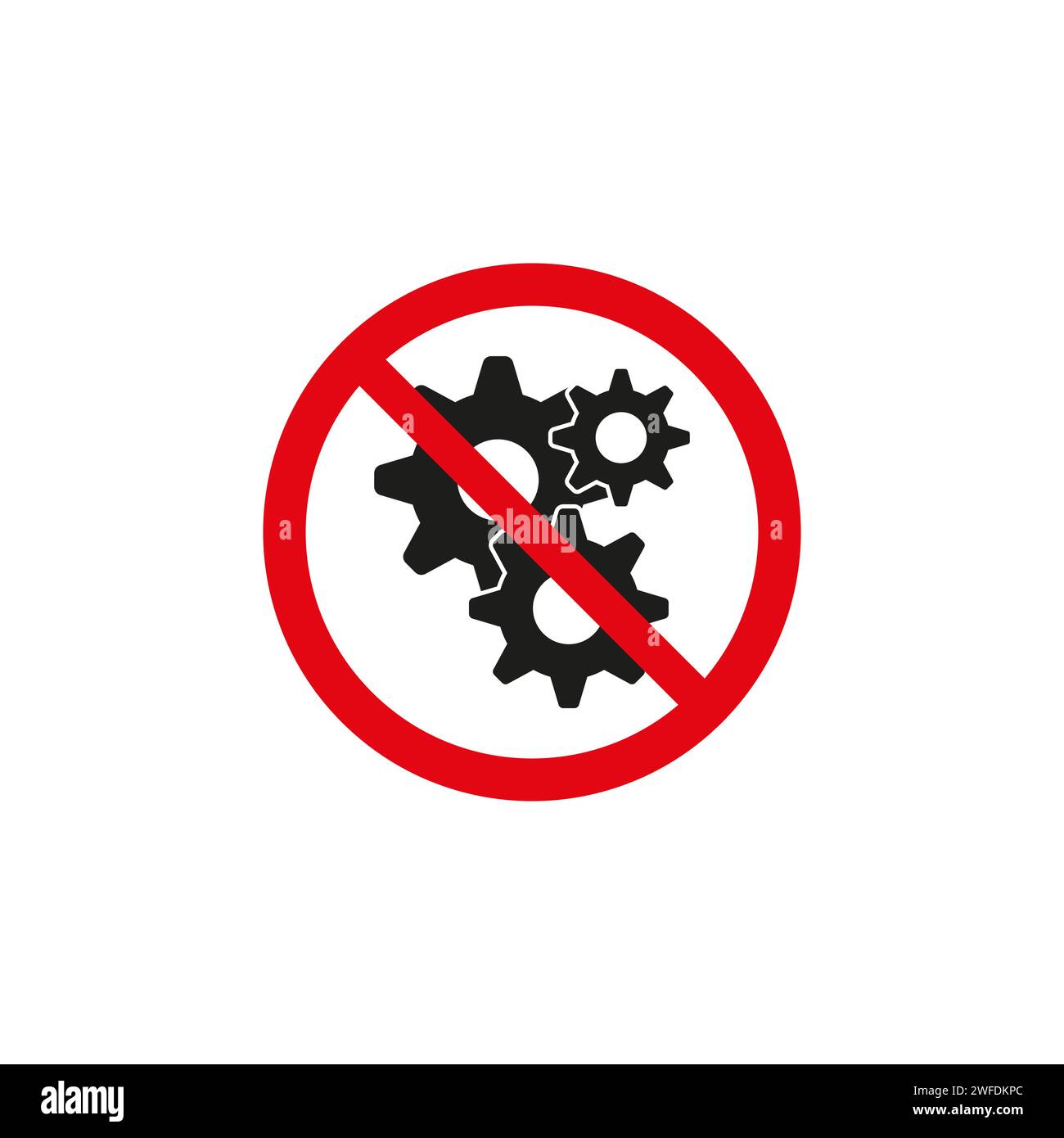 Do not repair. No settings. Icon prohibition gear. Vector illustration. EPS 10. Stock image ...