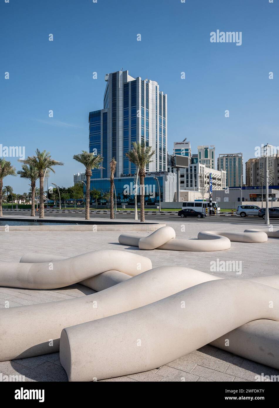 View from Corniche Promenade, Doha city overlooking the amazing art ...