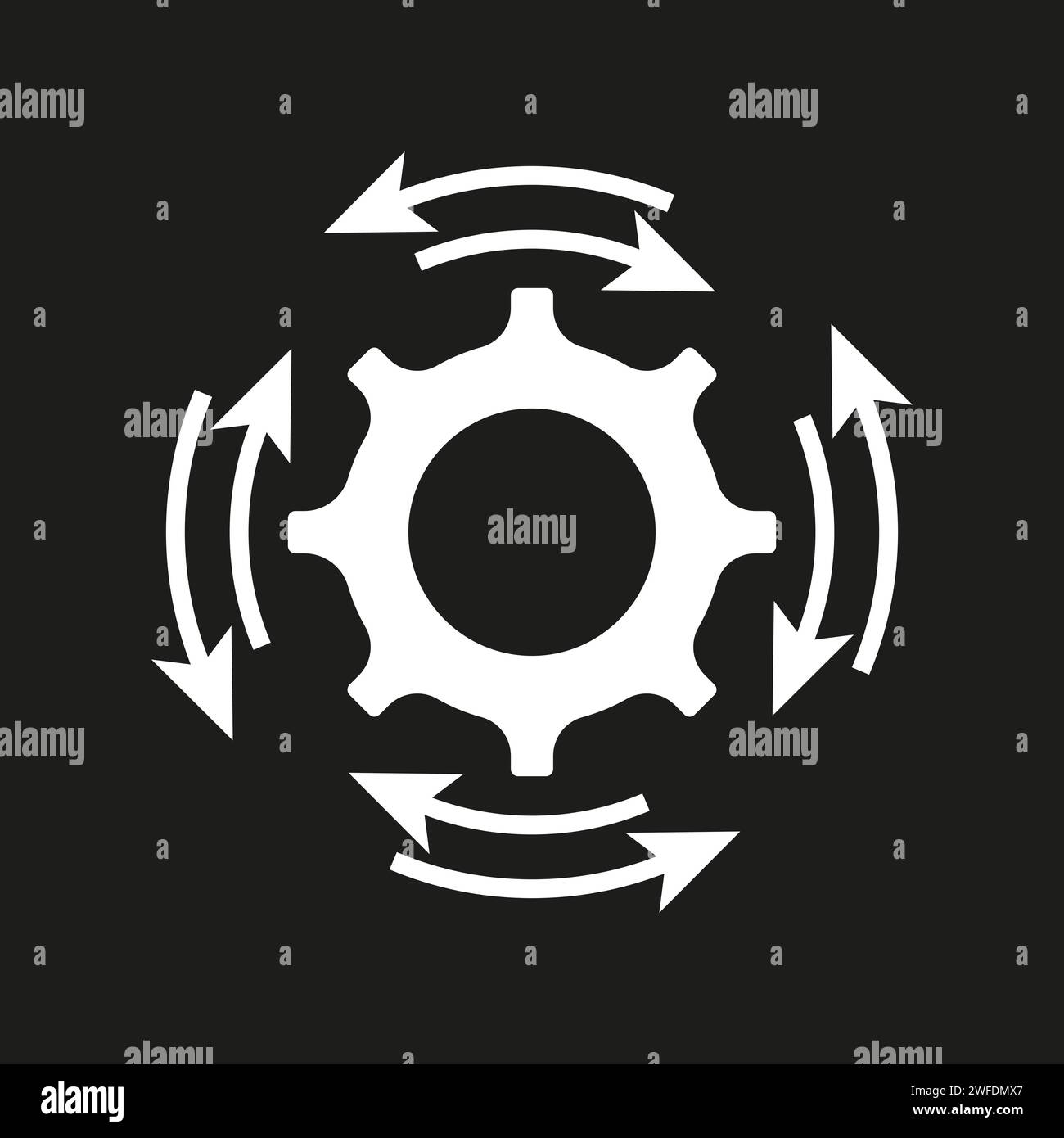 Workflow process icon. Gear cog wheel with arrows. Vector illustration. EPS 10. Stock image ...