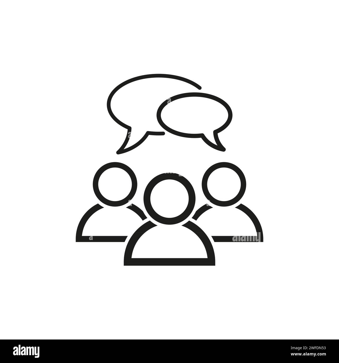 People talking line icon. Group of people symbol with bubbles. Vector ...