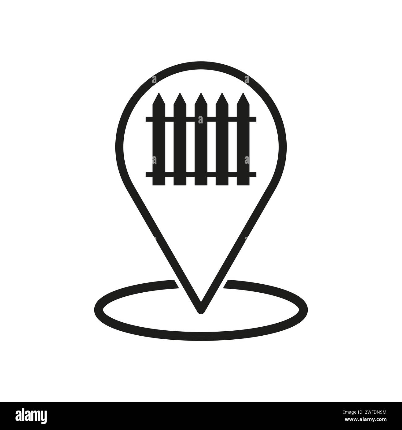 Fence icon. Pin on a map with a railway icon. Vector illustration. EPS ...
