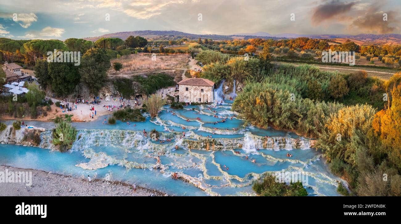 Most famous natural thermal hot spings pools in Tuscany - scenic Terme di Mulino vecchio ...